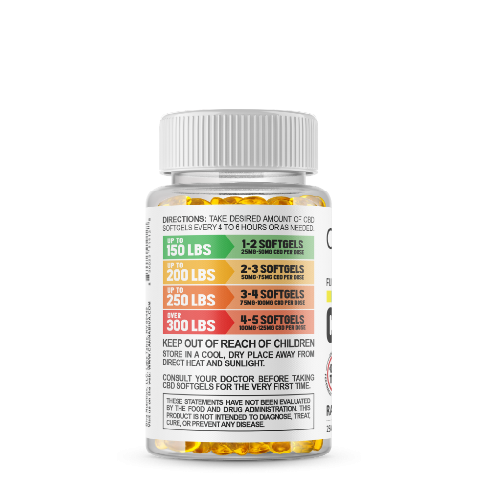 Full Spectrum CBD SoftGel Capsule Supplement - 1500MG (60 x 25mg Capsule)